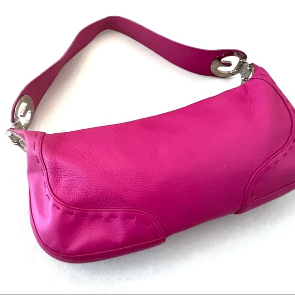 Escada | Bags | Escada Pink Textured Leather Shoulder Purse Nwot B3 ...